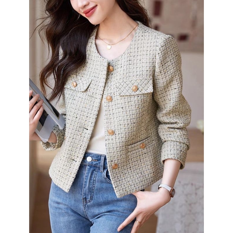 Jual VN AVELINE TWEED BLAZER GREEN TEA/ OUTER TWEED / TWEED CROP ...
