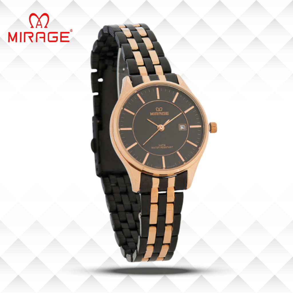 Jual Mirage Jam Tangan Wanita Analog 8544 L Black Rose Gold Lis Rose ...