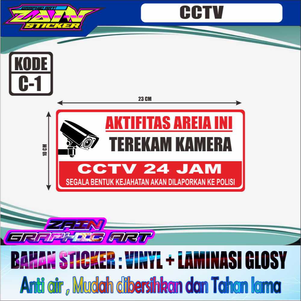 Jual STIKER KAMERA CCTV + LAMINATING GLOSSY | Shopee Indonesia