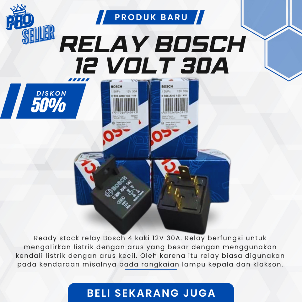 Jual RELAY KLAKSON BOSCH 4 KAKI 12 VOLT 30 AMPERE Relay Bosch Lampu Klakson 4 Pin 4 Kaki 12 Volt ...