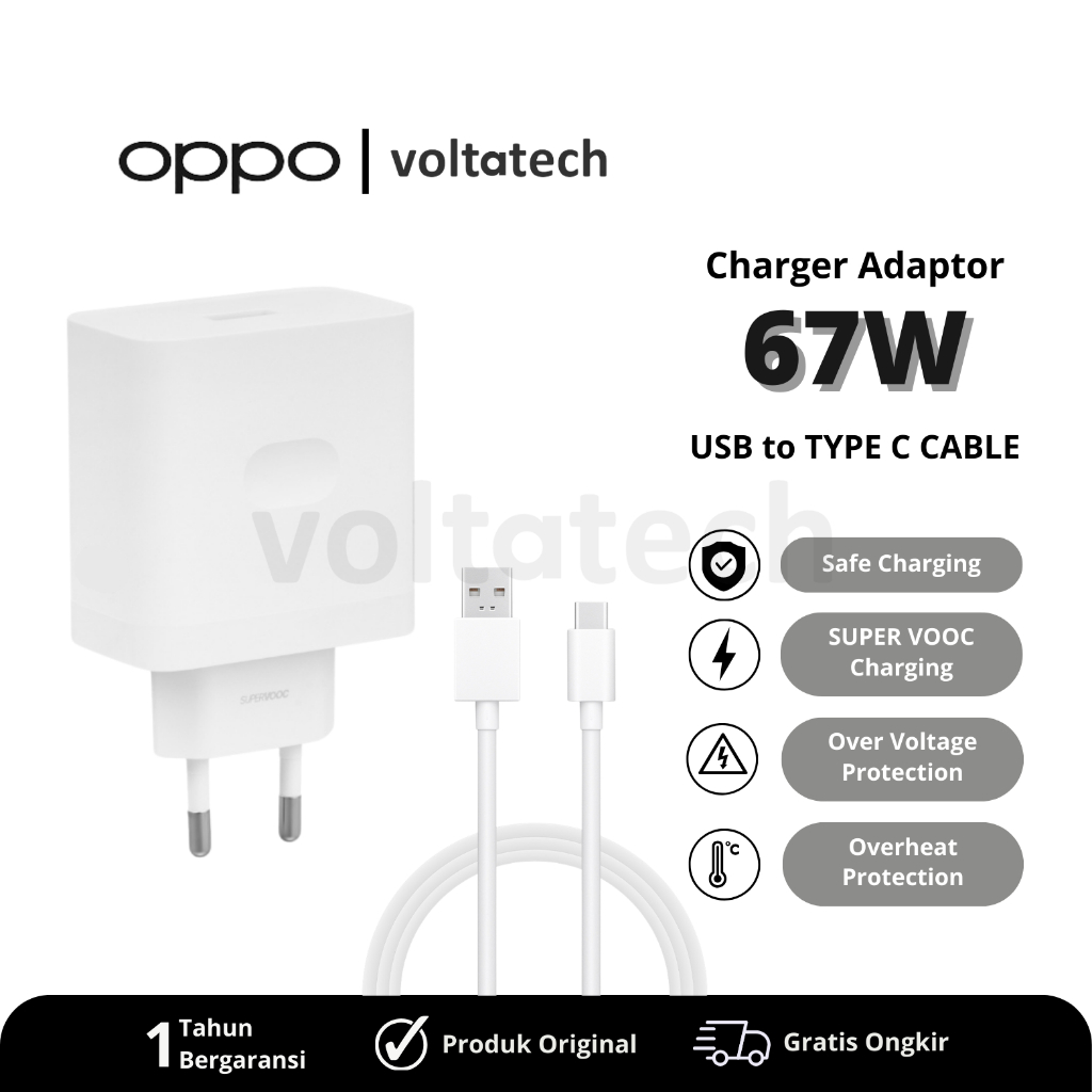 Jual Charger Oppo 67W SUPERVOOC/SUPERADART Original Compatible All Oppo ...