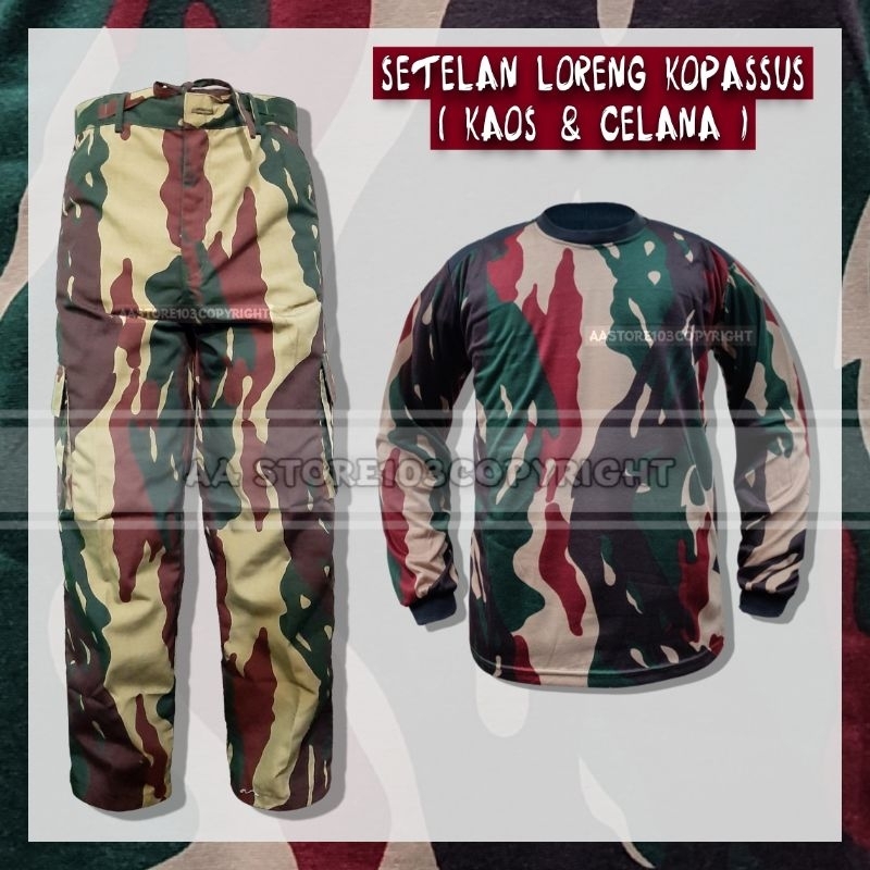 Jual Satu Set Seragam Kaos Loreng Kopassus (celana pdl + kaos lengan panjang) | Shopee Indonesia