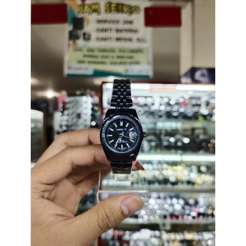 Jual Jam Tangan Cewe Cardiff Original Hitam Full Bulat Tanggal Samping ...