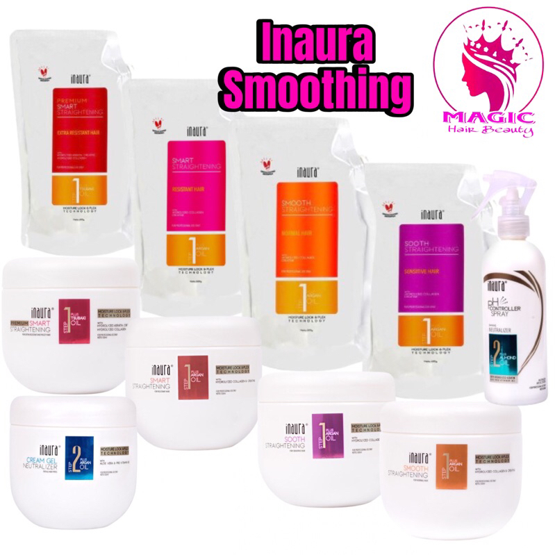 Jual INAURA SMOOTHING STRAIGHTENING With PLEX STEP 1 NEW PACK.500/600gr ...
