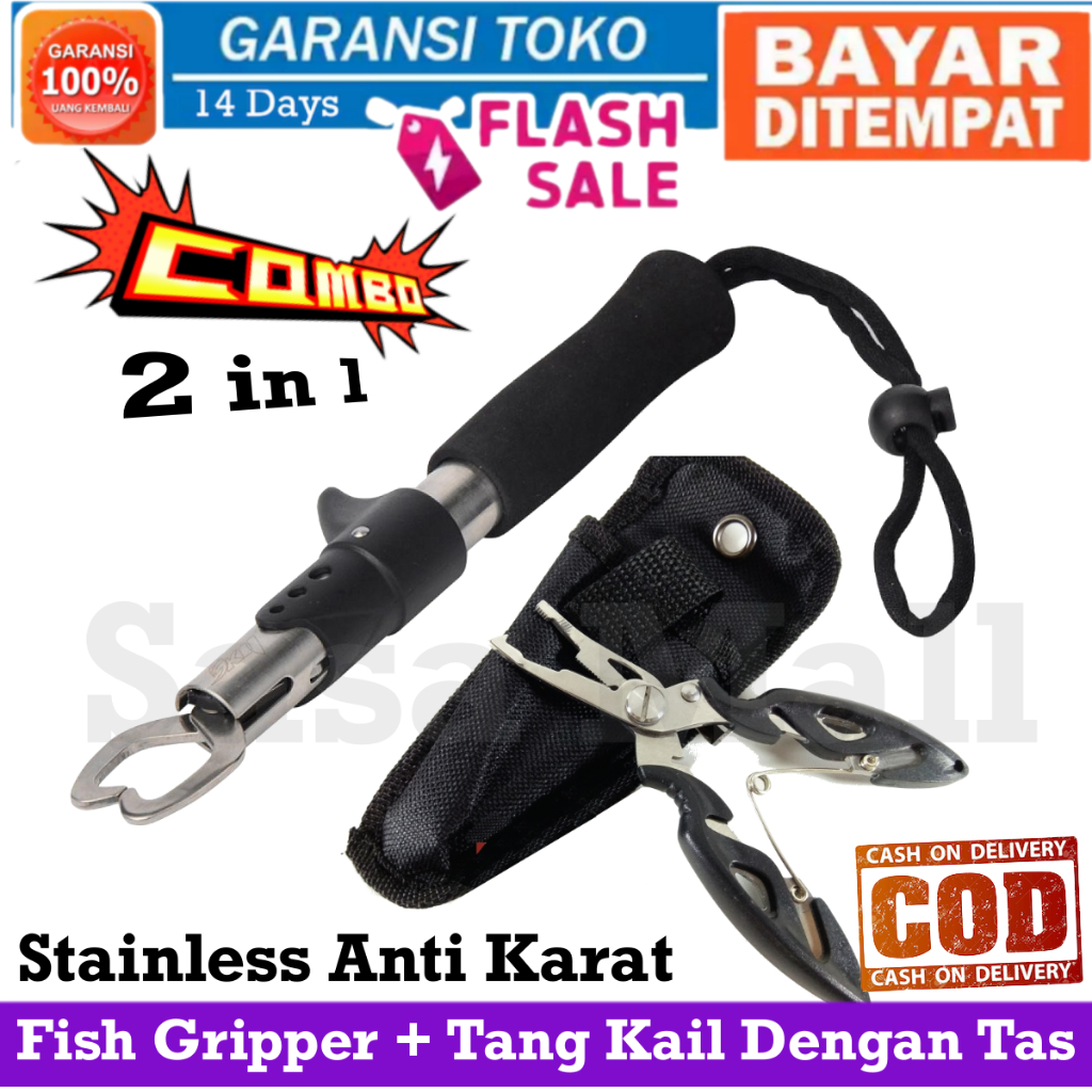 Jual Set 2 in 1 Alat Penjepit Ikan + Tang Kail Portable Stainless Steel ...