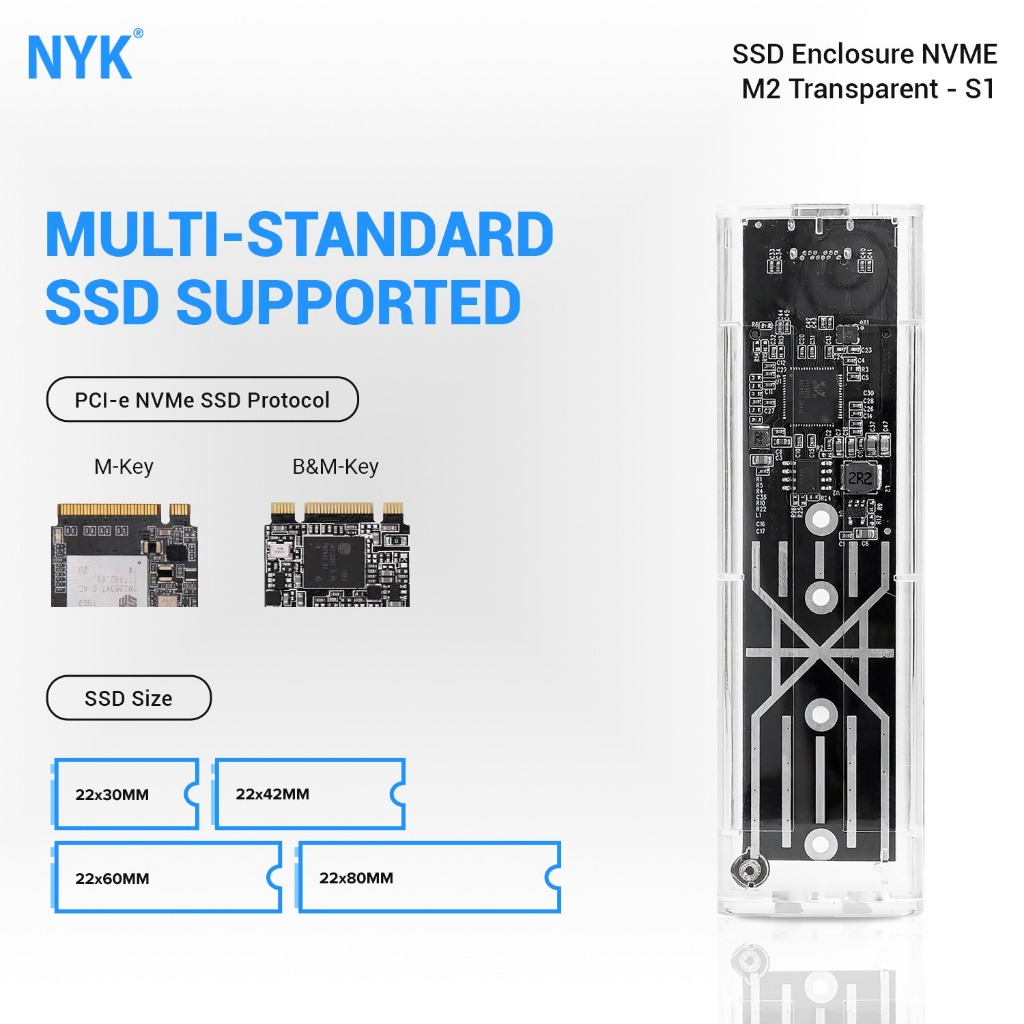 Jual Case SSD Nvme M2 NYK S1 Casing SSD Enclosure Nvme Transparan NYK ...