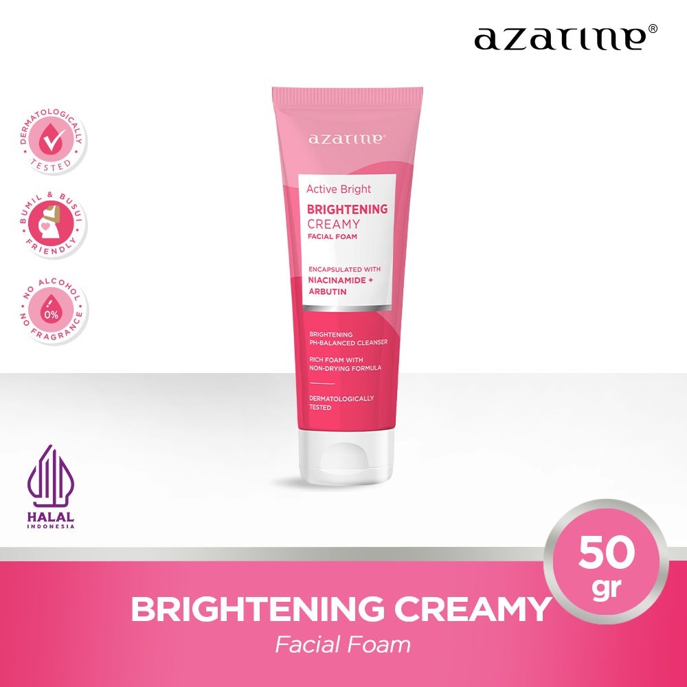 Jual AZARIN Active Bright - Brightening Creamy Facial Foam 50gr_PROMO ...