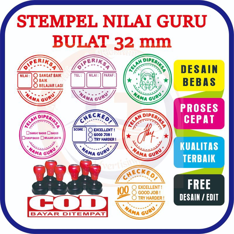 Jual (promo) stempel nilai guru bulat stempel flash stempel penilaian ...