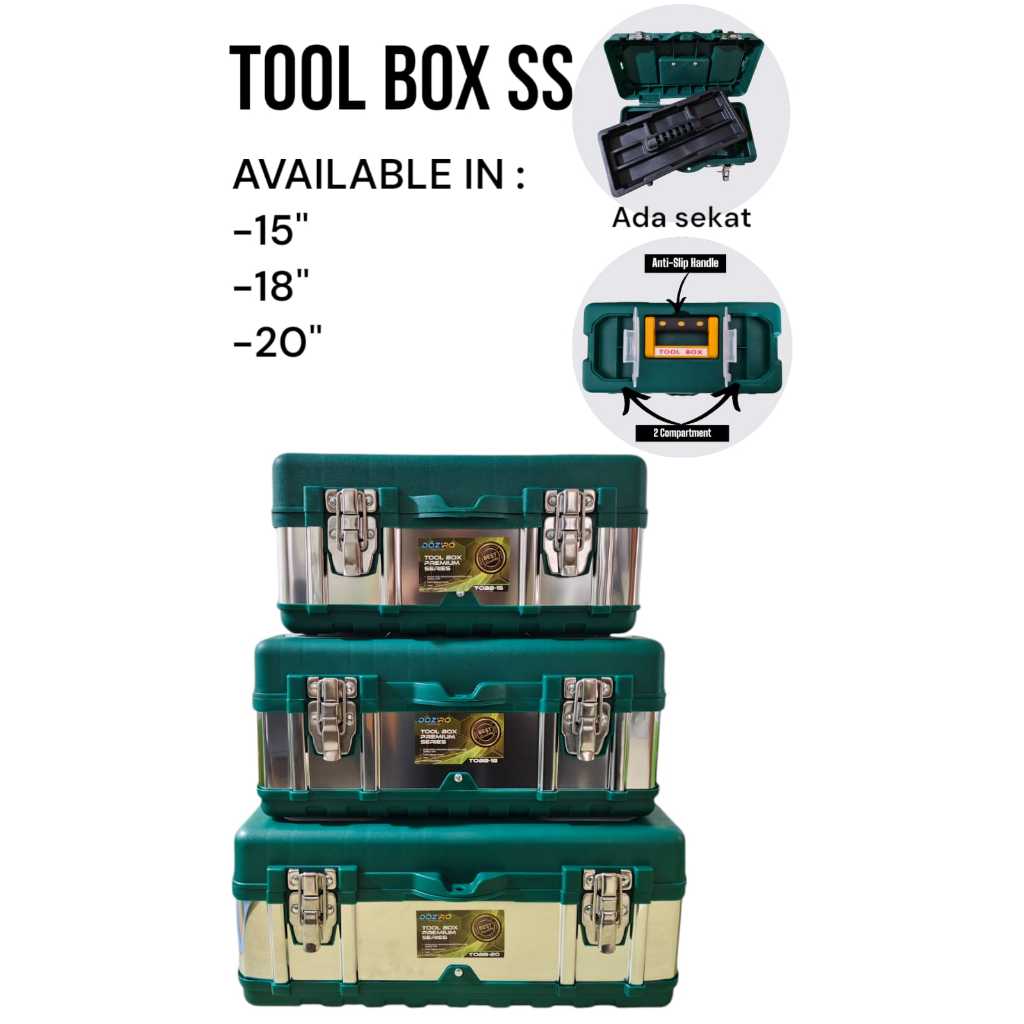 Jual Tool Box Stainles Stell SS 20" Toolbox Toolkit Kotak Alat Perkakas Doziro | Shopee Indonesia