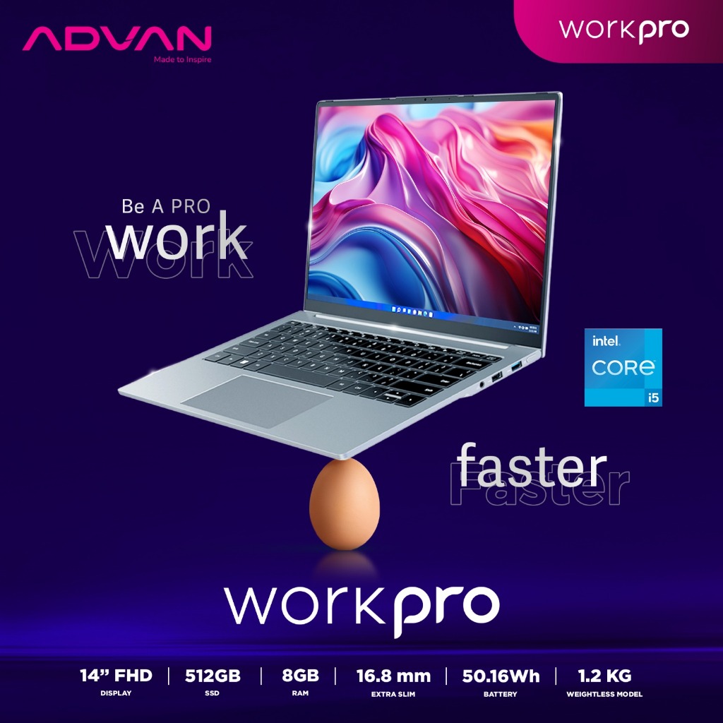 Jual ADVAN Notebook Laptop Workpro Intel i5 12450H 14'' FHD IPS 8GB ...