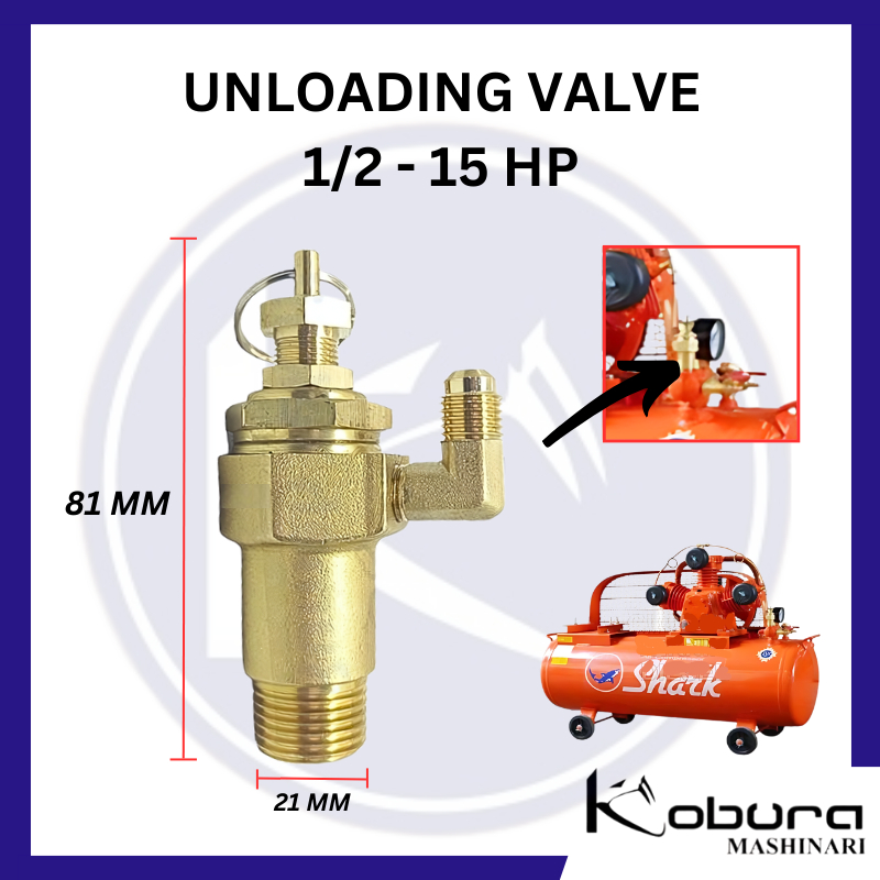Jual Unloading Valve 1/2 - 15 HP Safety Unloading Valve Kompresor Angin ...