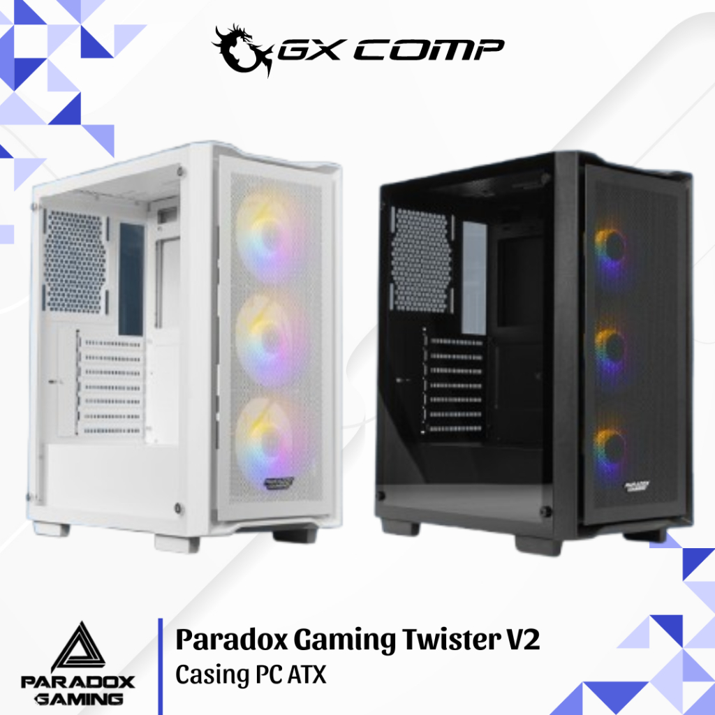Jual Paradox Gaming Casing Twister V2 Black / White - Casing PC ATX ...