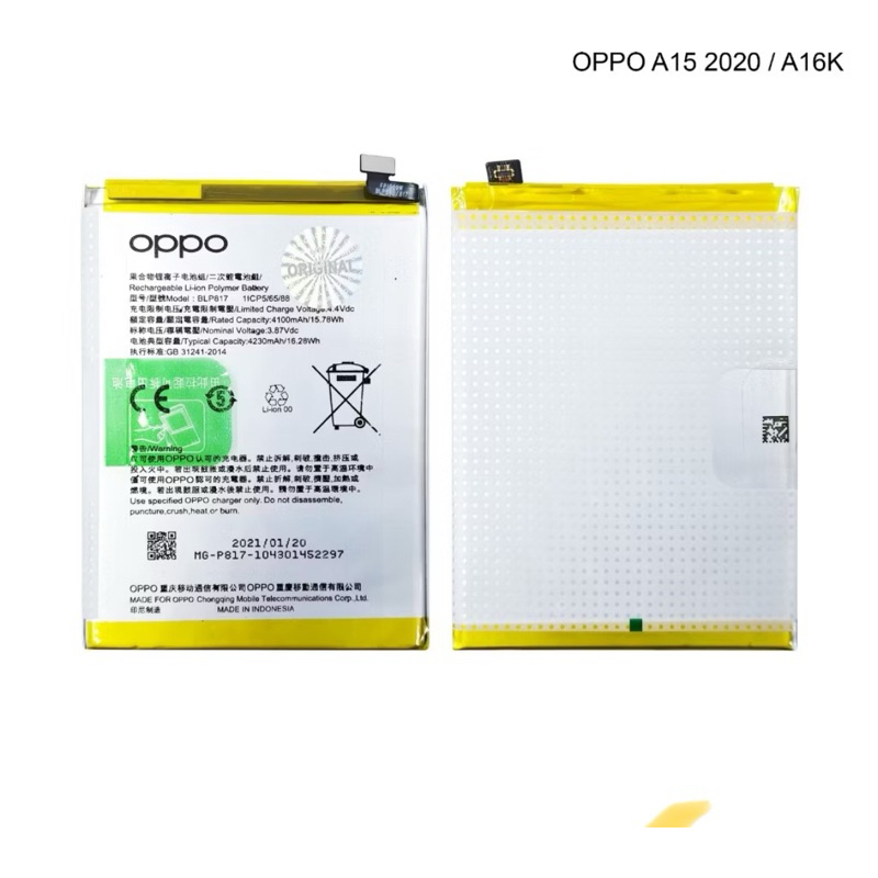 Jual Baterai Batre Oppo A15 2020 / A16K BLP817 ORIGINAL | Shopee Indonesia