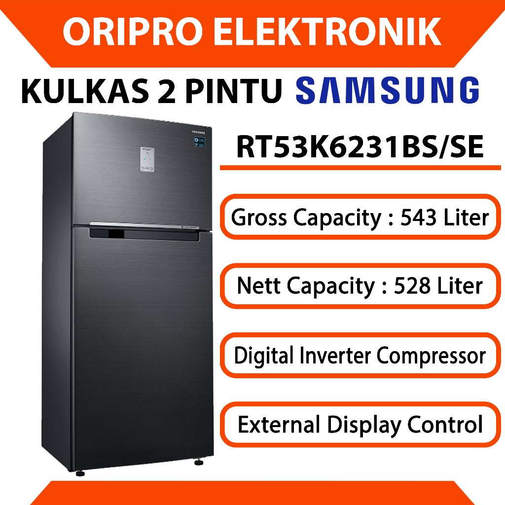 Jual Kulkas 2 Pintu 528 Liter Samsung Digital Inverter RT53K6231BS/SE ...