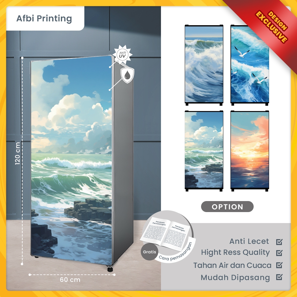 Jual Stiker Kulkas 1 Pintu / Sticker Mesin Pendingin 2 pintu Motif Laut ...