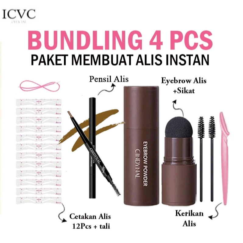 Jual (4in1) Paket Hemat Eyebrow Stamp Powder ibcccndc & Cetakan Alis ...
