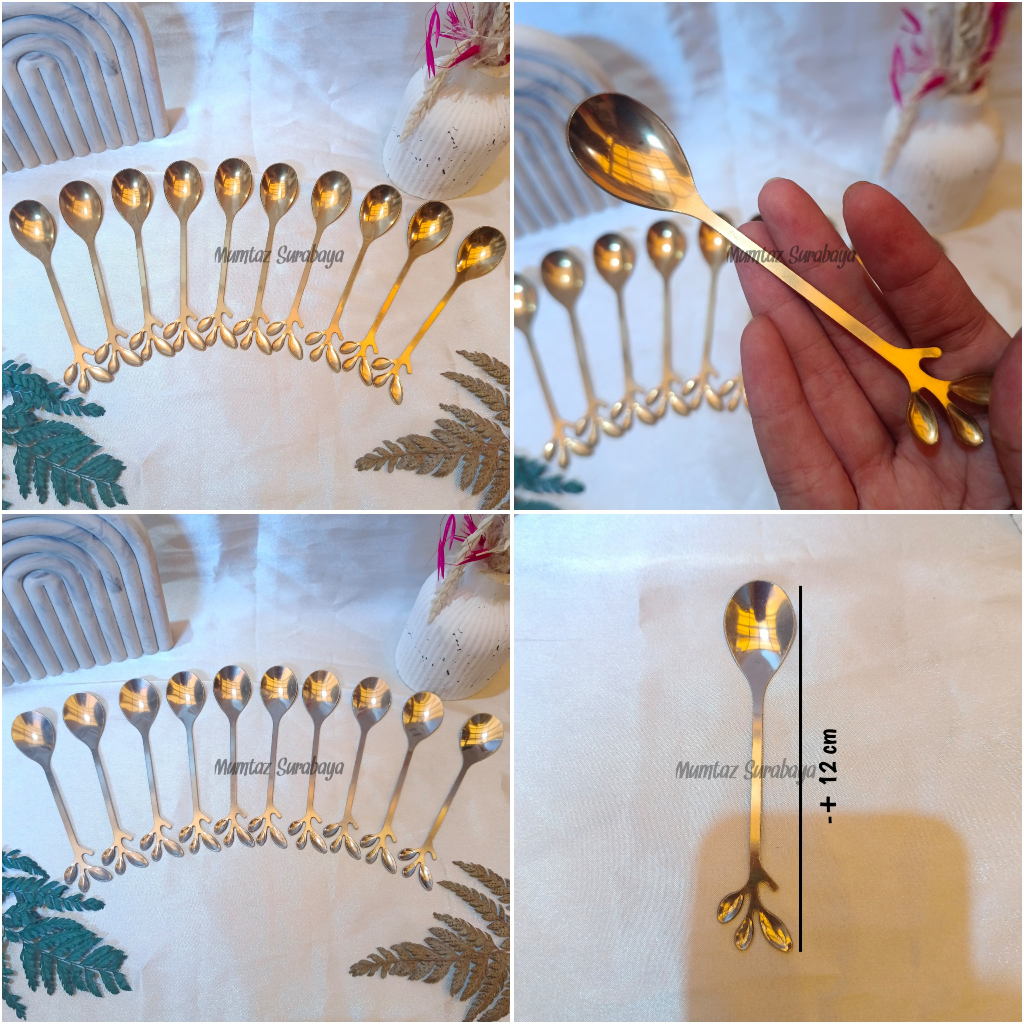 Jual (1 LUSIN) Sendok Gold Sendok Aesthetic Sendok Cake Sendok Korea ...