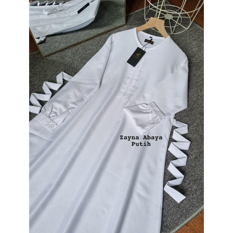 Jual Zayna Abaya Allia Collection Gamis Putih Umroh Katun Toyobo Abaya ...