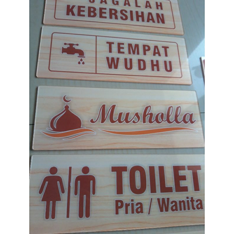 Jual Akrilik interior cafe/tempat makan keterangan tempat wudhu/mushola ...