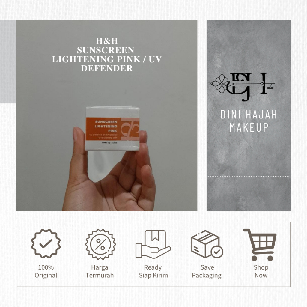 Jual H&H Sunscreen Lightening Pink UV Defender, Sunscreen Glowing ...