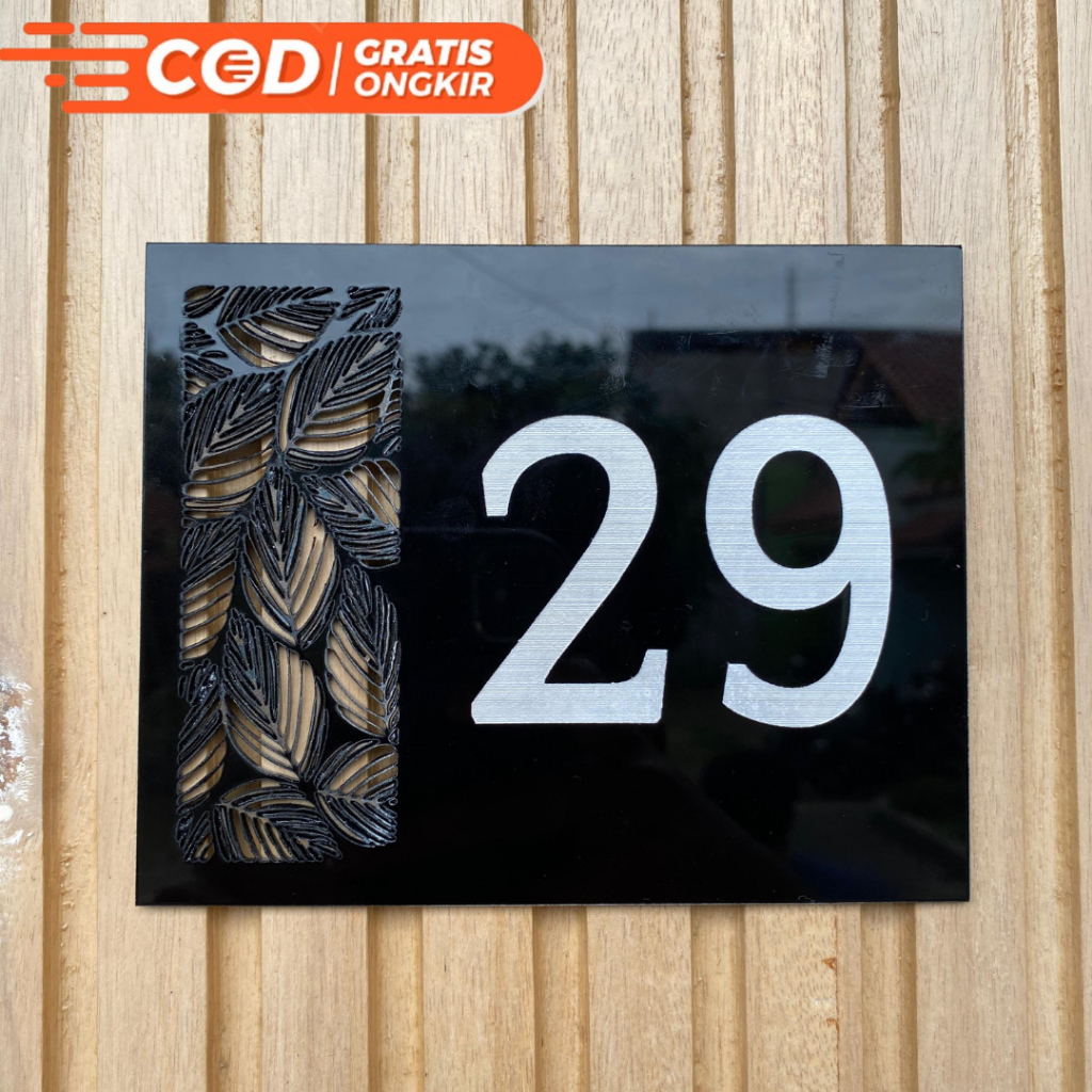 Jual Nomor Rumah Aesthetic Bahan Akrilik Tempel 3M Mewah Hitam Font ...