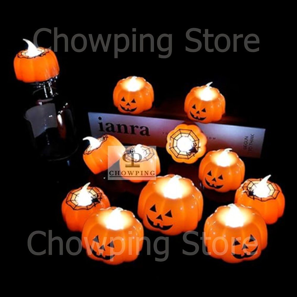 Jual Lilin Led Labu Pumpkin Spider Oren Polos Smokeless Elektrik Candle ...
