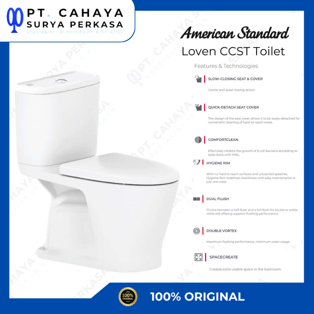 Jual (BATAM) American Standard Kloset Duduk - Loven CCST DF Cover Soft ...