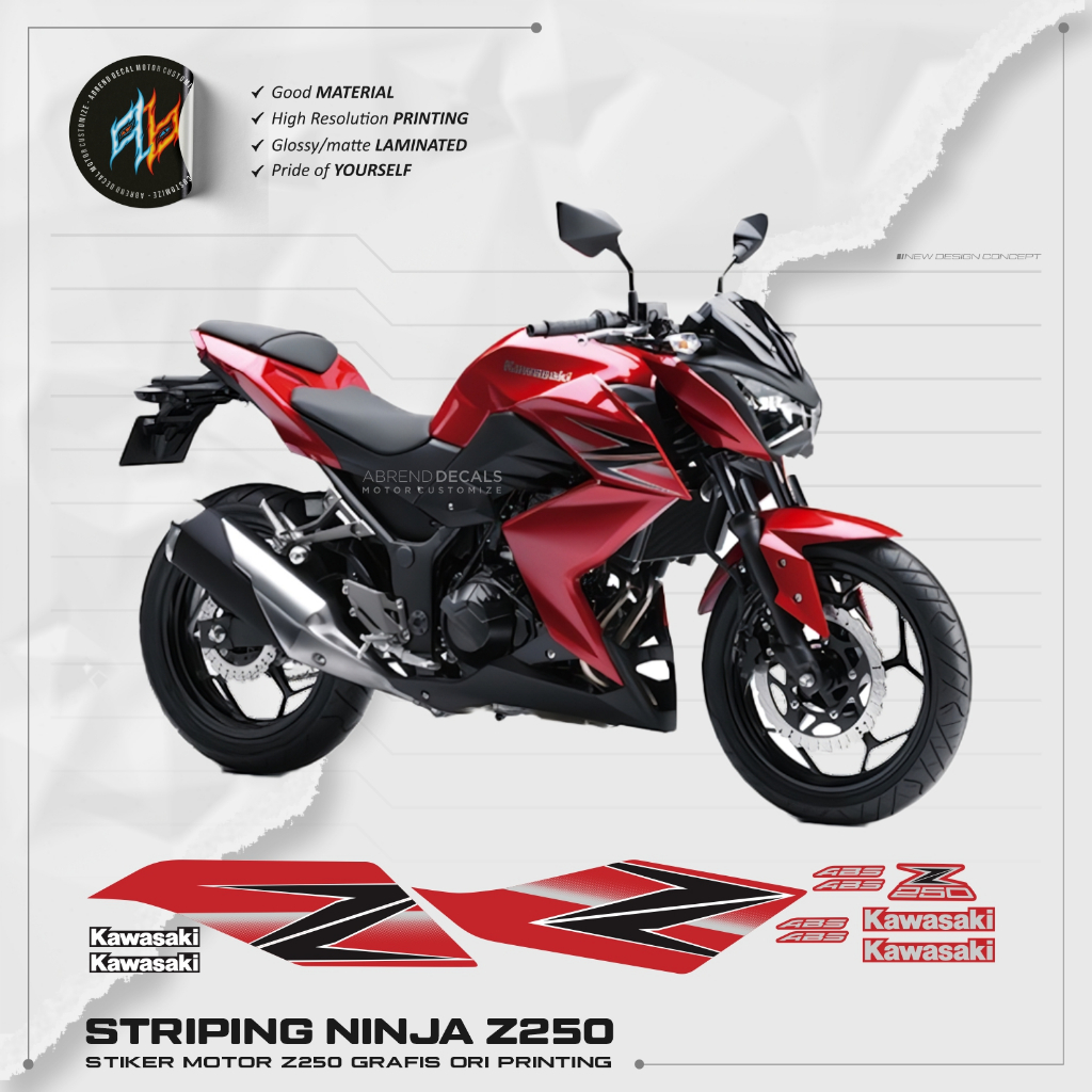 Jual STRIPING NINJA Z 250/ Z 300 GRAFIS ORI PRINTING / STIKER MOTOR ...