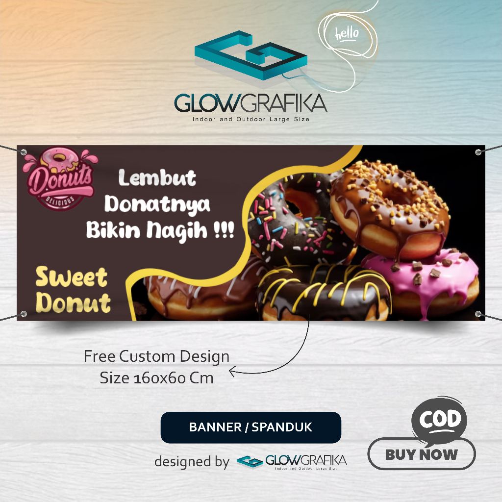 Jual Cetak Spanduk Banner Sweet Donat Model C | Shopee Indonesia