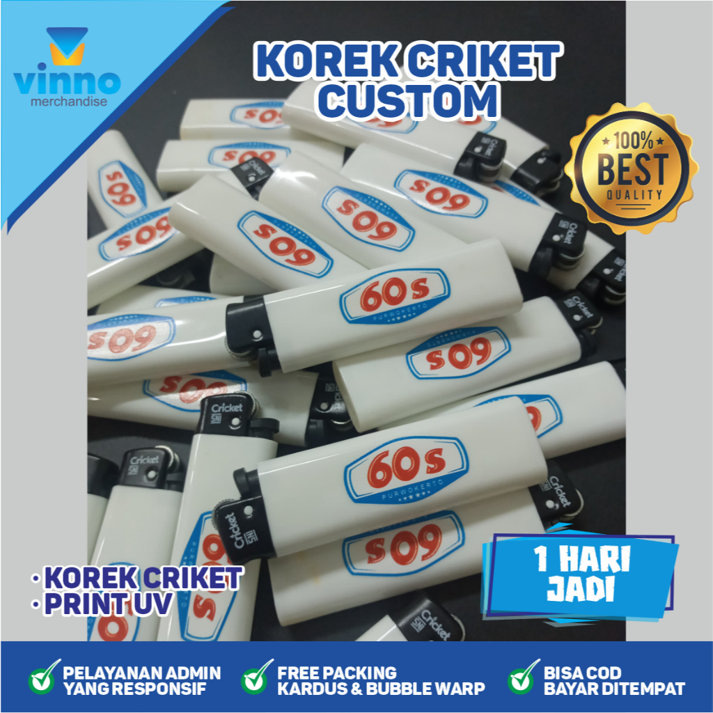 Jual Korek Cricket Custom Cetak UV bukan sticker | Shopee Indonesia