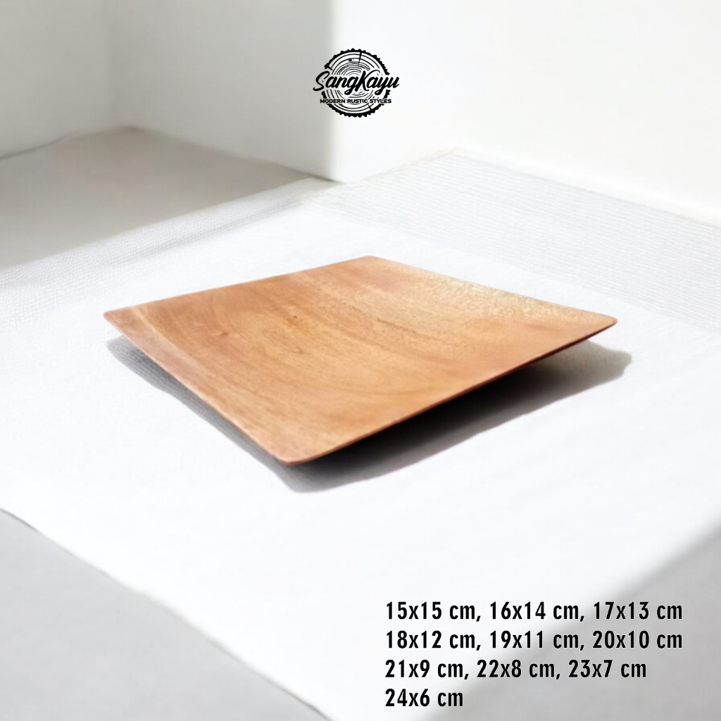 Jual SangKayu Wooden Plate 15x15 cm Piring Kayu Cekung Segi Empat ...