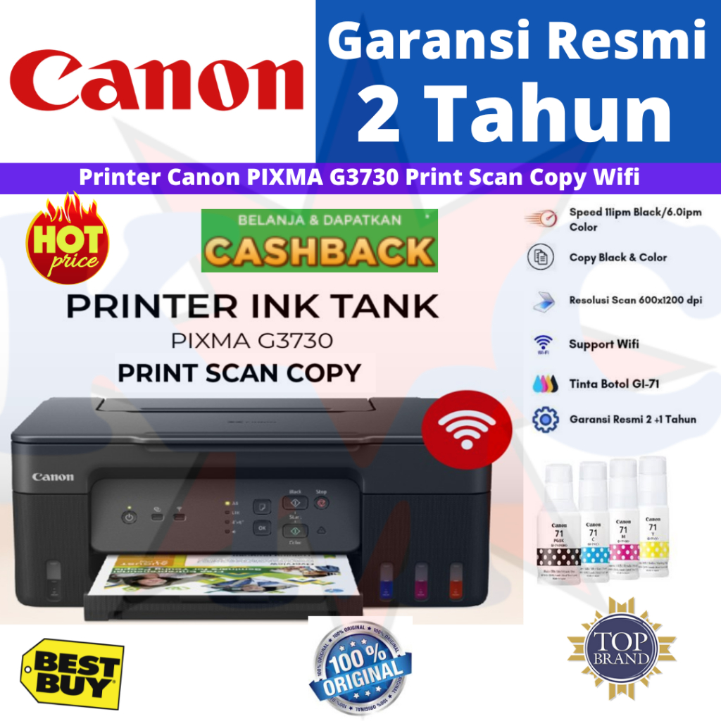 Jual Printer Canon PIXMA G3730 G 3730 Print Scan Copy Wifi Pengganti ...
