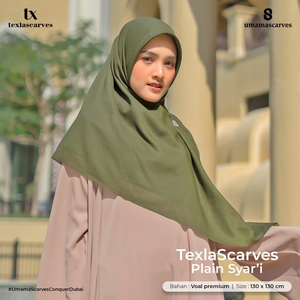 Jual (PILIH WARNA) TEXLA BOX SCARVES SYARI POLOS BY UMAMA SCARF FREE BROOCH Kerudung Voal ...