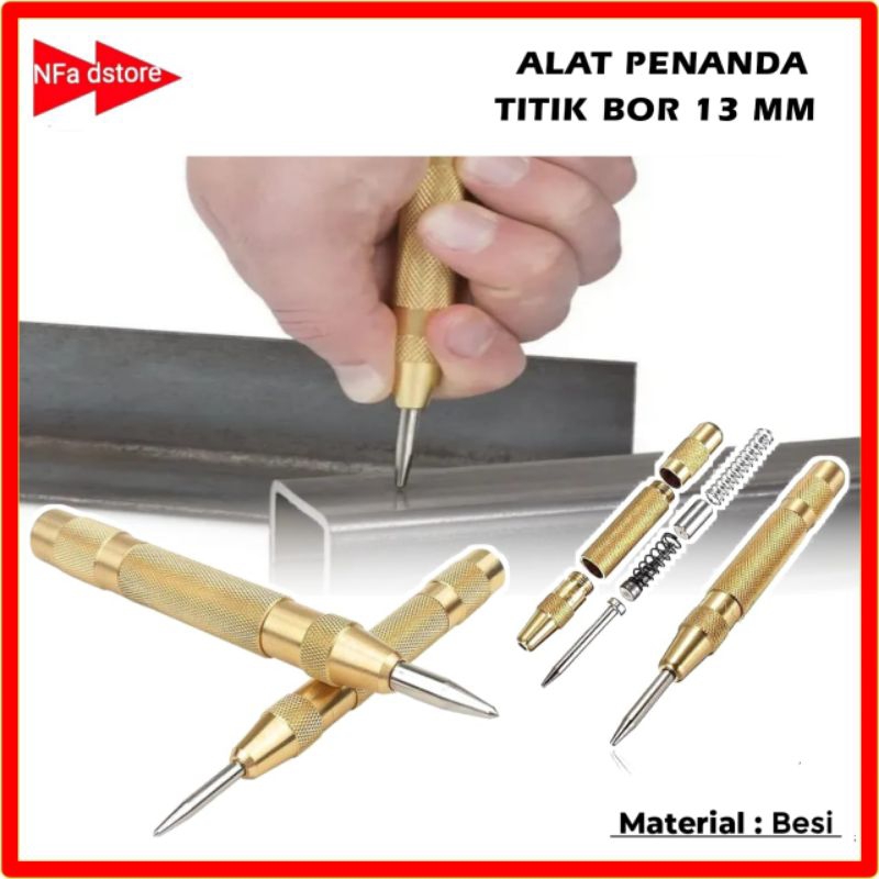 Jual Alat Penanda Titik Bor 13mm Automatic Center Punch Titanium ...