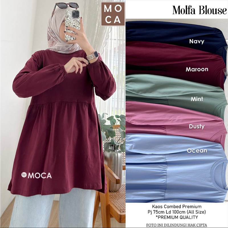 Jual Molfa Blouse Combed Polos by MOCA | Shopee Indonesia