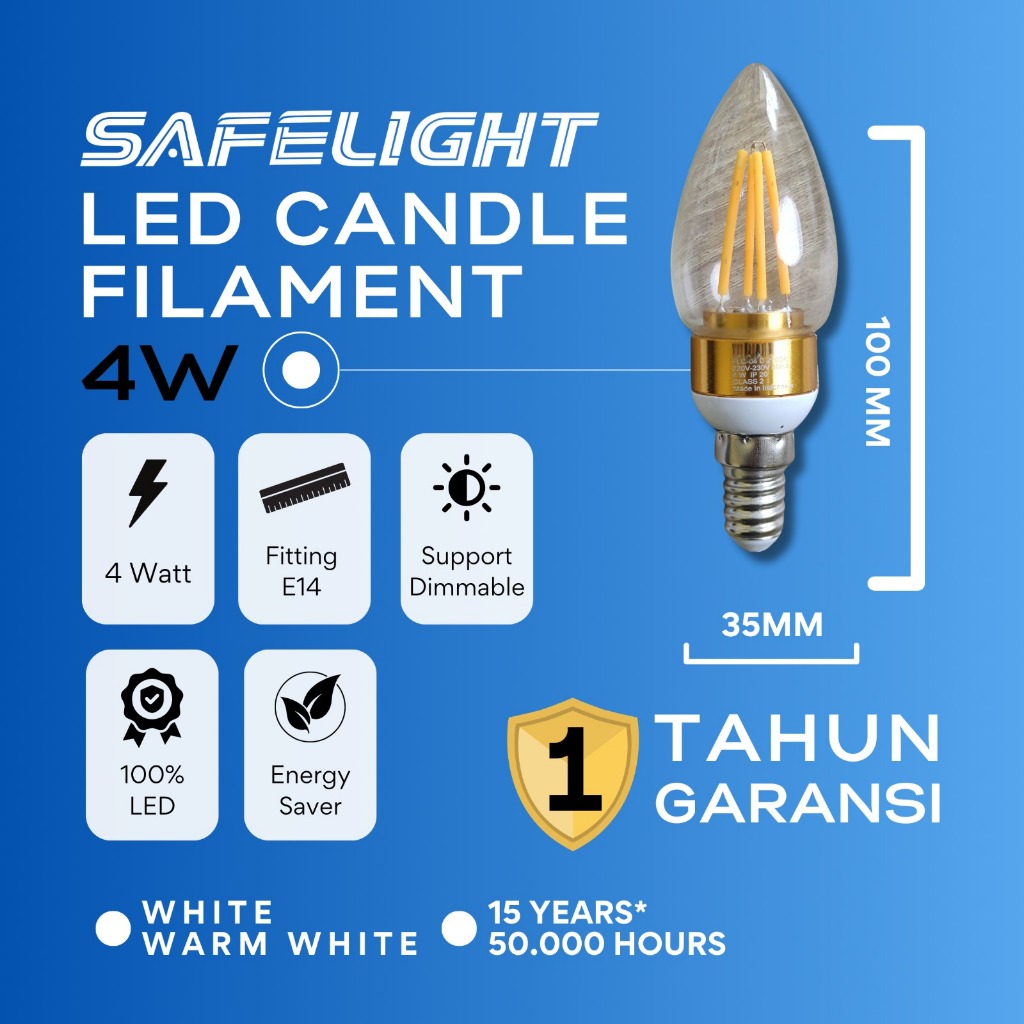 Jual LAMPU LILIN LED CANDLE FILLAMENT LED CANDEL LIGHT 4 W LAMPU LED FILAMENT FITTING E14 LAMPU ...