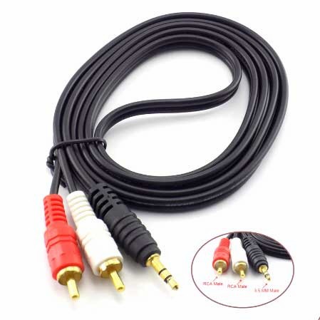 Jual Kabel AUX 2in1 untuk HP ke speaker jack 3,5mm / VCD ke TV RCA to Aux | Shopee Indonesia