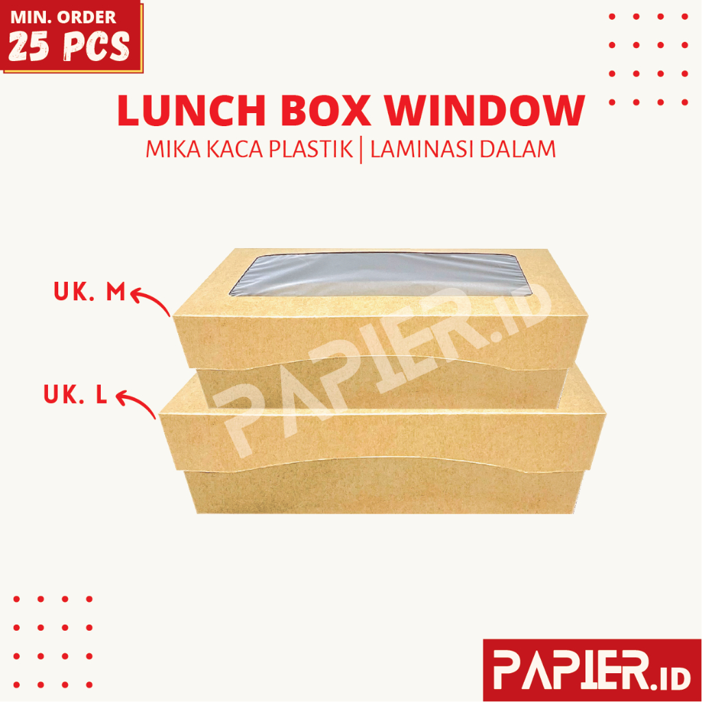 Jual Paper Lunch Box Window Kraft uk. M & L Tebal 310gr Laminasi Dalam ...