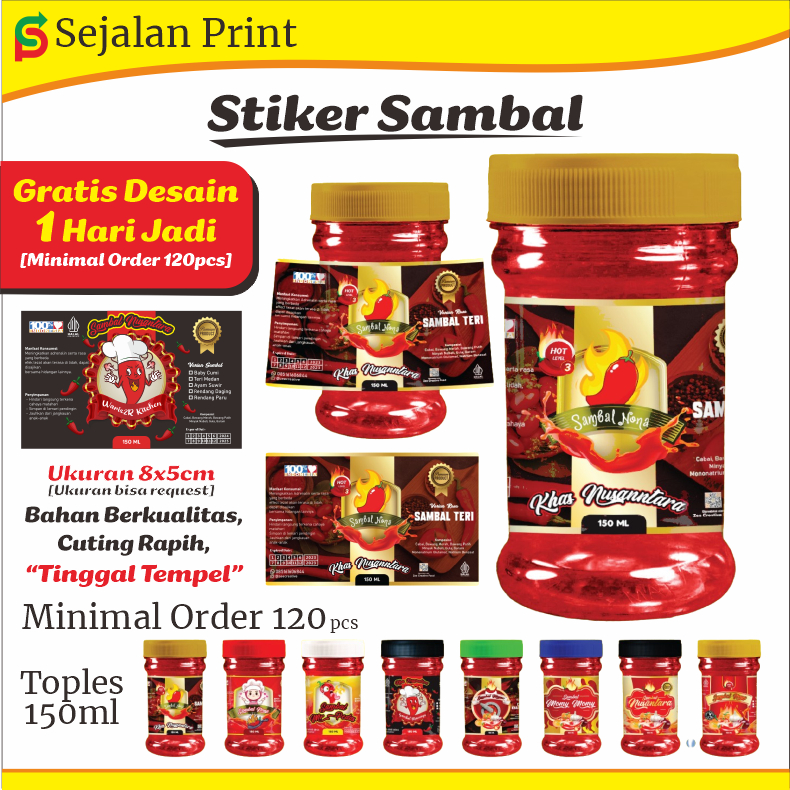 Jual Cetak Stiker Sambal Stiker Label Sambal Stiker Kemasan 150 ml Bisa ... Jual Cetak Stiker Sambal Stiker Label Sambal Stiker Kemasan 150 ml Bisa ...