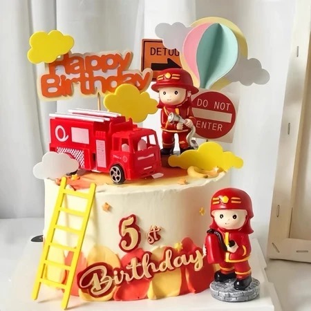 Jual |J.A| PAJANGAN KUE ULANG TAHUN DAMKAR FIRE FIGHTER TOPPER CAKE ...