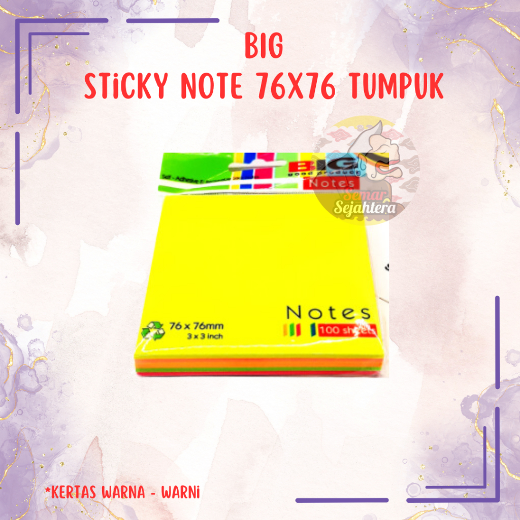 Jual [SET] STICKY NOTE BIG 76X76 TUMPUK / PEMBATAS / PENANDA KERTAS ...