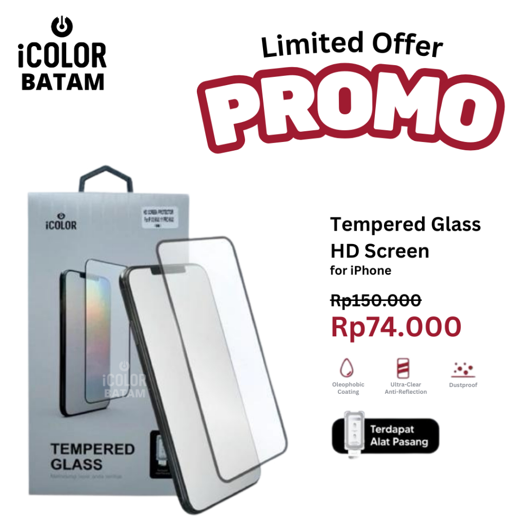 Jual TEMPERED GLASS iCOLOR HD SCREEN Iphone Xs 11Pro 12Pro 12Promax X 14 - Icolor Batam | Shopee ...