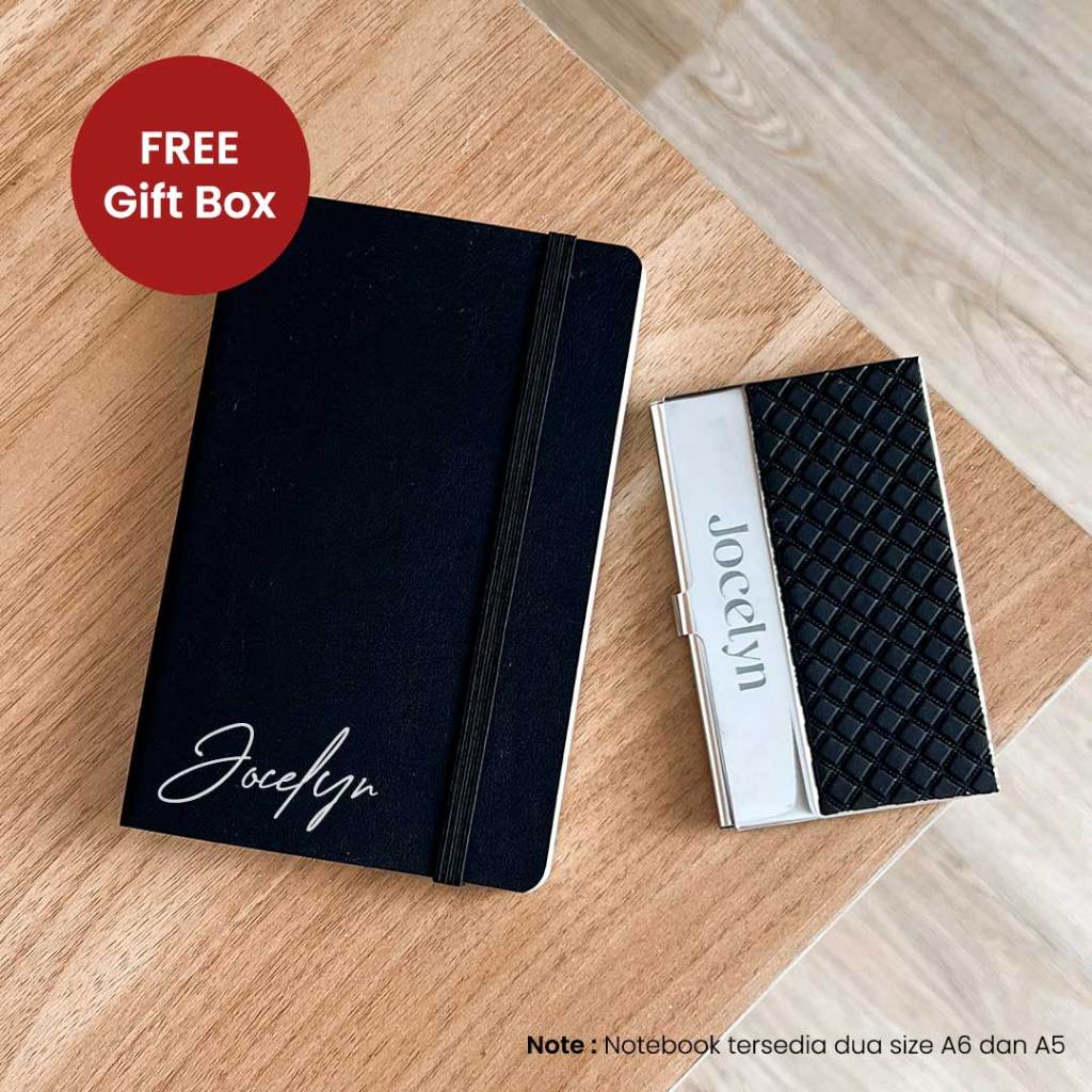 Jual Kado Notebook dan Card Holder Custom Nama Grafir Logo Hadiah Pacar ...