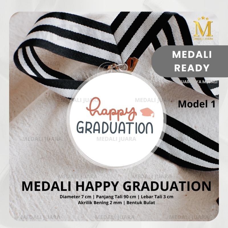Jual MEDALI HAPPY GRADUATION | READY Model 1 | Shopee Indonesia