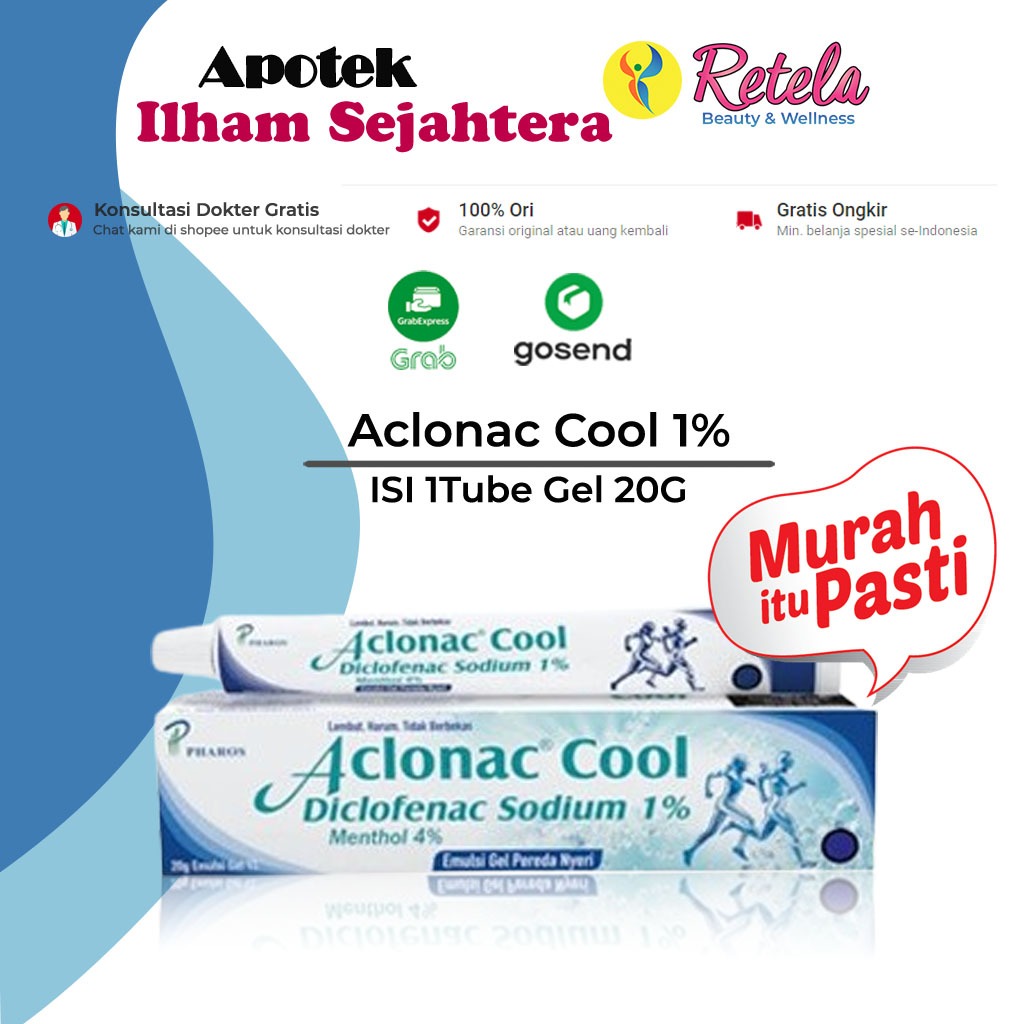 Jual ACLONAC COOL 1% GEL 20G / KRIM OTOT / PEGAL LINU / MEMAR / NYERI ...
