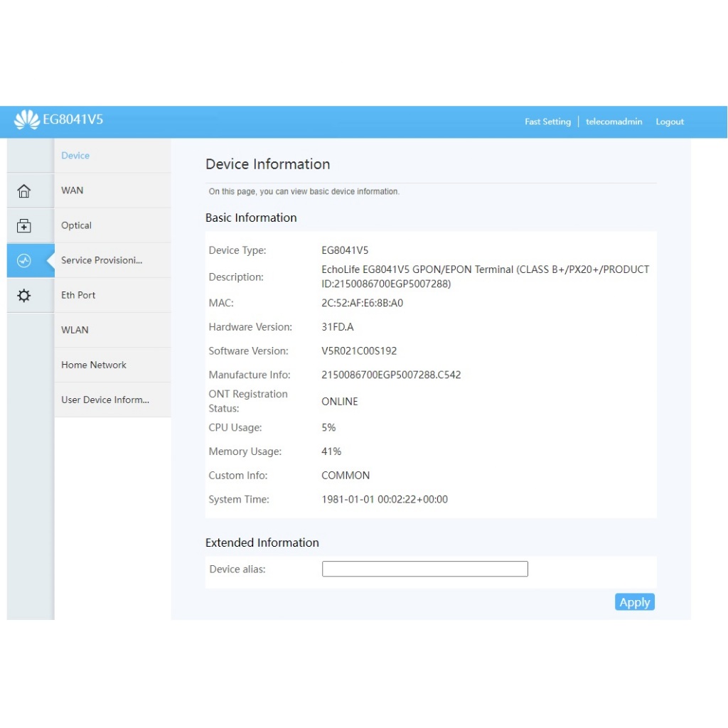 Jual ONT Modem Router XPON Huawei EG8041V5 Second MULUS | Shopee Indonesia