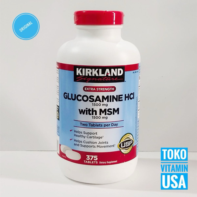 Jual KIRK,LAND, Glucosamine HCI 1500mg with MSM 1500mg 375 Tablets ...