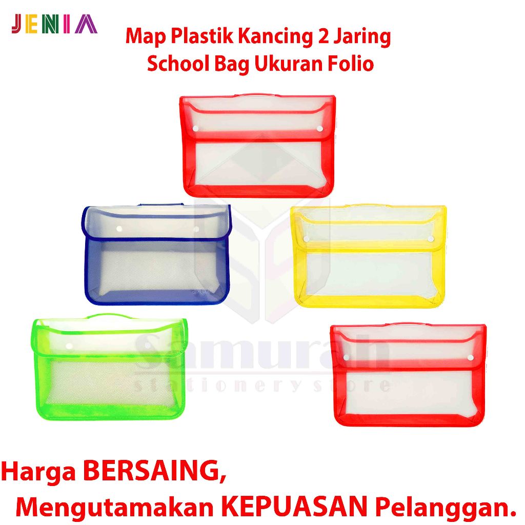 Jual Map Plastik Kancing 2 JENIA Jaring Folio/ Zipper School Bag F4 ...