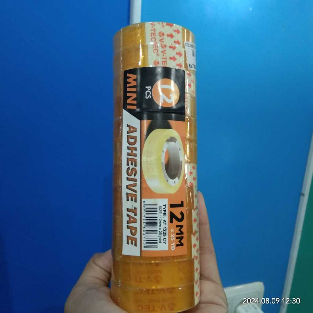 Jual VTEC ADHESIVE TAPE ISOLASI KECIL 1 PAKET / 1PACK ISI 12 (AT 1225 ...