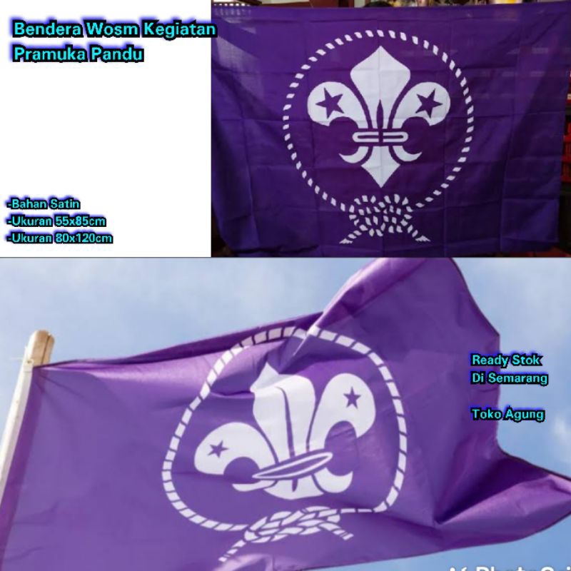 Jual Bendera Wosm Kegiatan Pramuka Pandu Bendera Ungu Ukuran 55x85cm ...